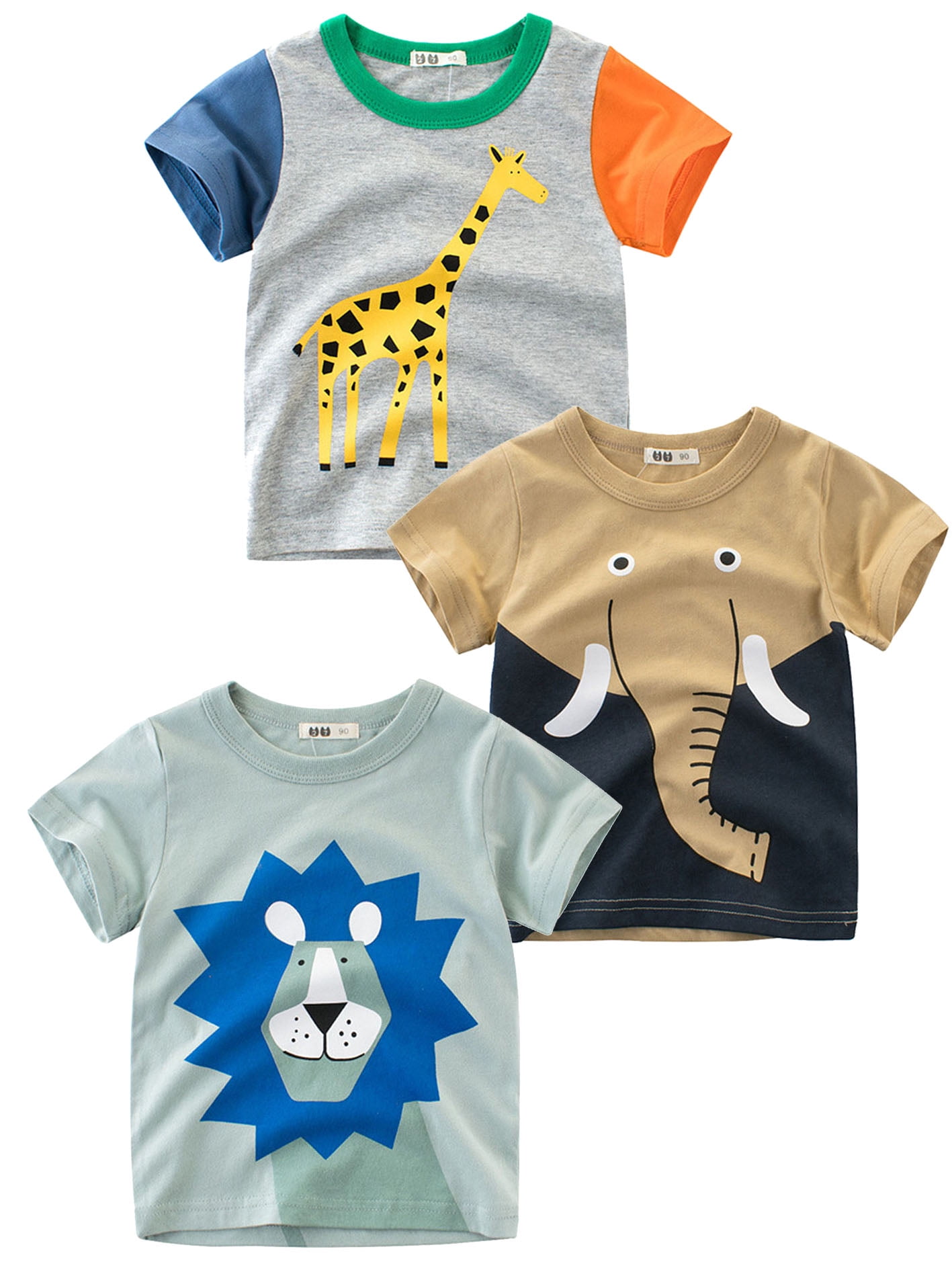 Toddler and Little Boys 3-Pack Short Sleeve Crew neck T-Shirts Lion ...