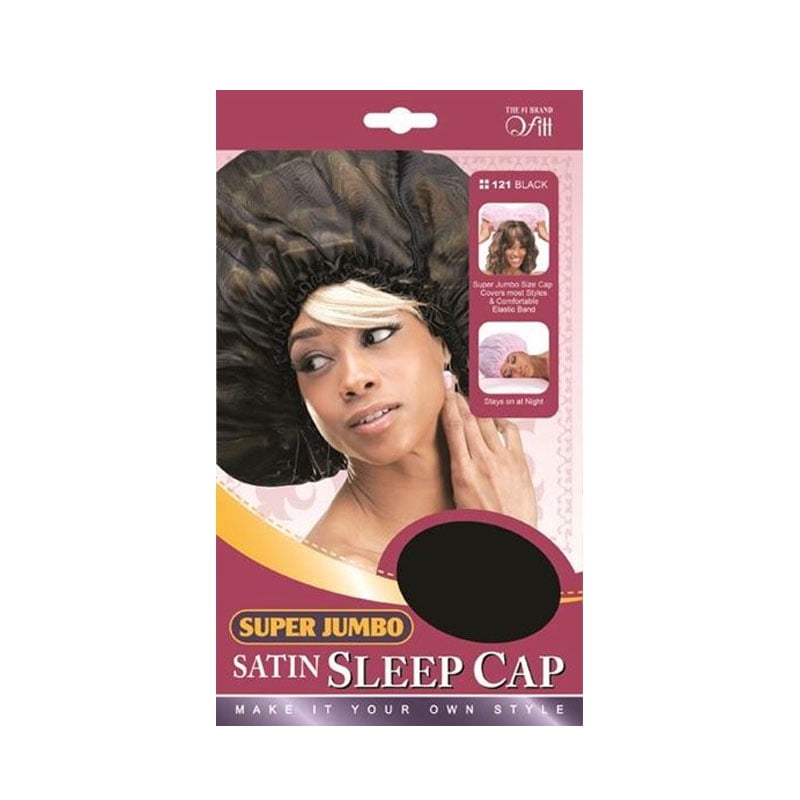 Qfitt Super Jumbo Satin Sleep Cap Black Color - Walmart.com