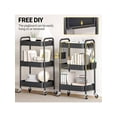 3 Tier Rolling Cart Storage Organizer, Metal Rolling Utility Car With ...