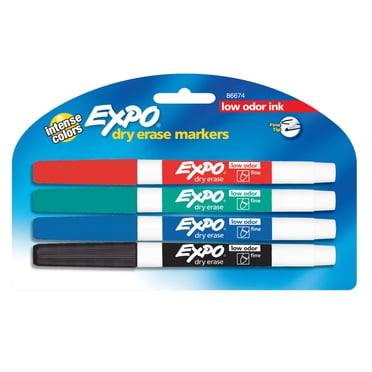 Expo Low Odor Dry Erase Markers, Chisel Tip, Black, 4 Count - Walmart.com