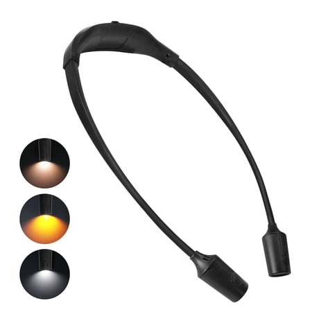 Neck Reading Lamp, 3 Colors Reading Lamp in Bed, Adjustable Brightness ...