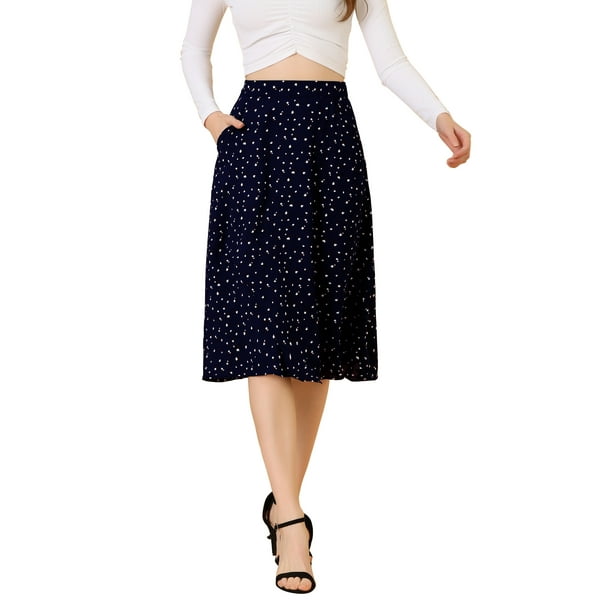 Allegra K Womens Flare Below Knee Chiffon Flowy Waistband A Line Midi