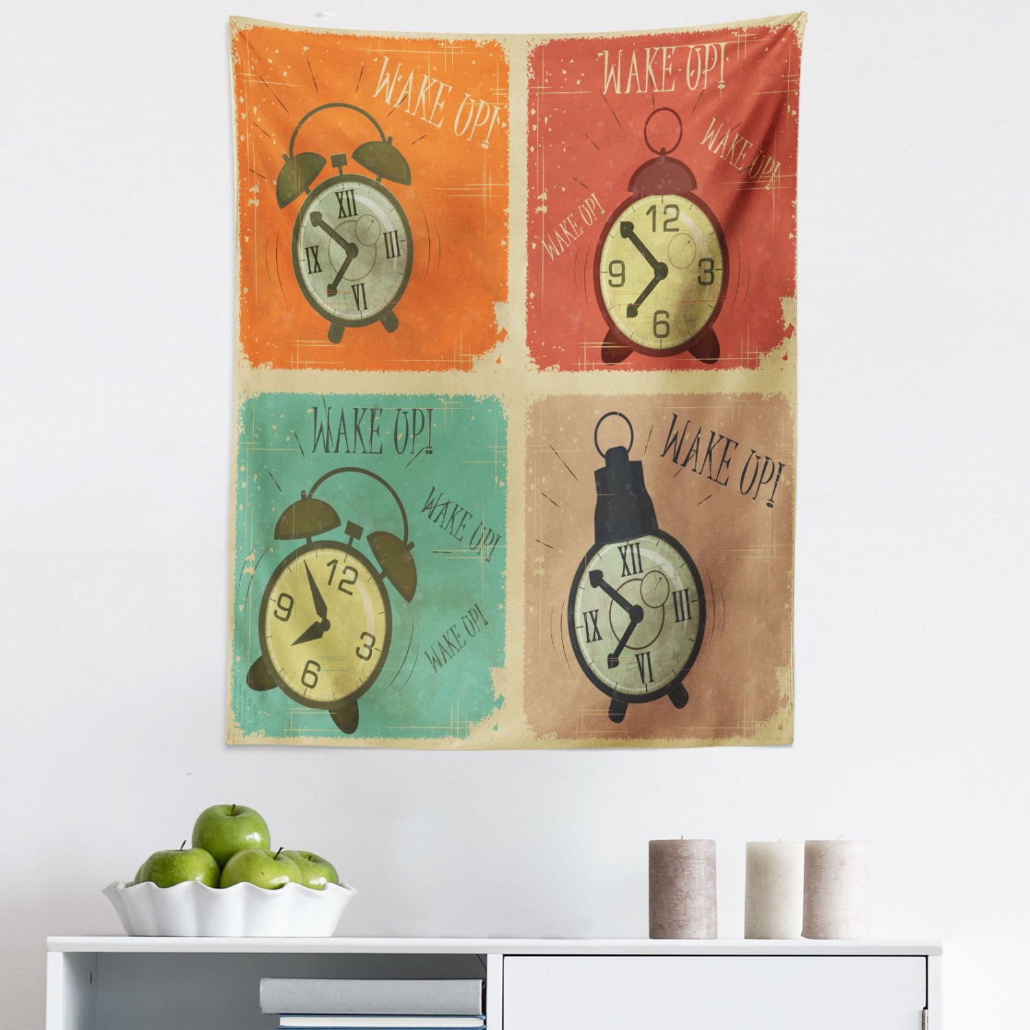 Number Tapestry, Grunge Retro Wake up Alarm Clocks Old Fashioned Murky ...