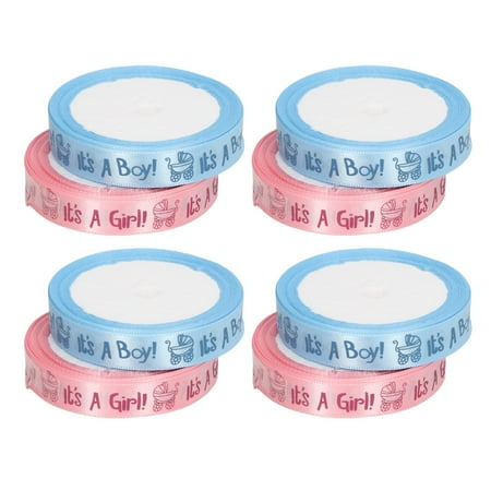 Baby Shower Satin Ribbon, Theme Print 8 Rolls 5 Yards Pink Blue Baby ...