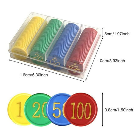 160pcs Plastic Poker Chips Value 10 20 50 100 Large Numbers For Tokens ...