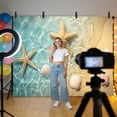 7x5ft Photo Backdrop, Summer Starfish Soft Polyester Backdrop Curtains ...