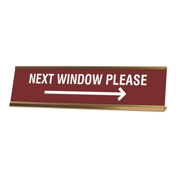 Signs ByLITA Next Window Please, Right Arrow, Desk Sign (2x8 ...