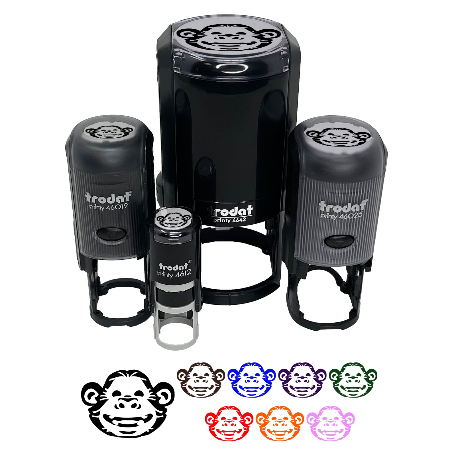 Grinning Chimpanzee Ape Monkey Face Self-Inking Rubber Stamp Ink ...