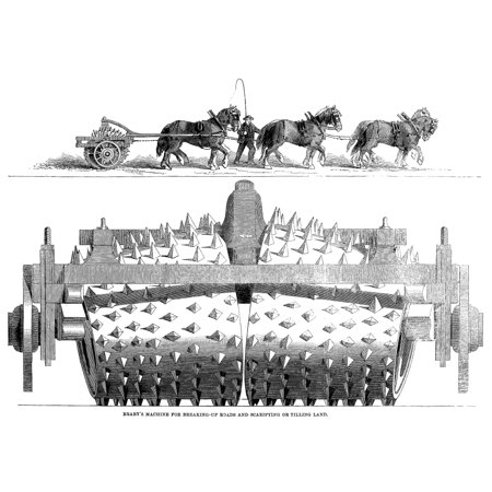 Tilling Machine, 1864. /Nbraby'S Machine For Breaking Up Roads And ...