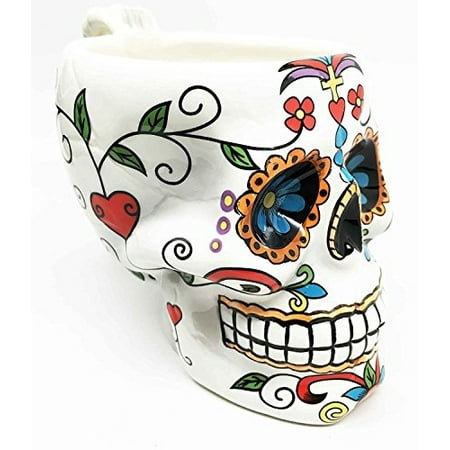 Pacific Giftware Colorful Day Of The Dead Skull Head Ceramic Drinking ...