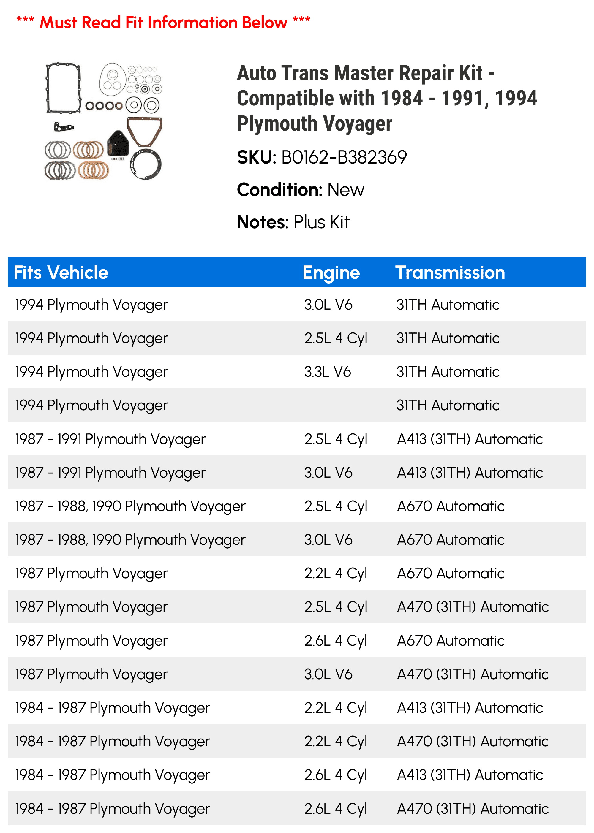 1988 Plymouth Voyager Repair