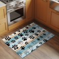 Blue Beige Paw Print Entryway Rug 2x3ft Washable Non Slip Bathroom Rug ...