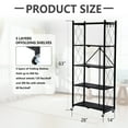 SUGIFT 5-Tier Foldable Metal Storage Shelf with Wheels, No Assembly ...