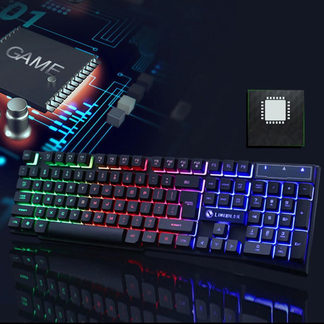 Wired Gaming Keyboard and Mouse Combo RGB Backlit Gaming Keyboard with ...