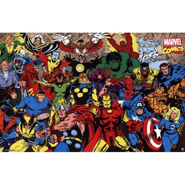 Marvel - Retro Lineup Poster Print (36 x 24) - Walmart.com
