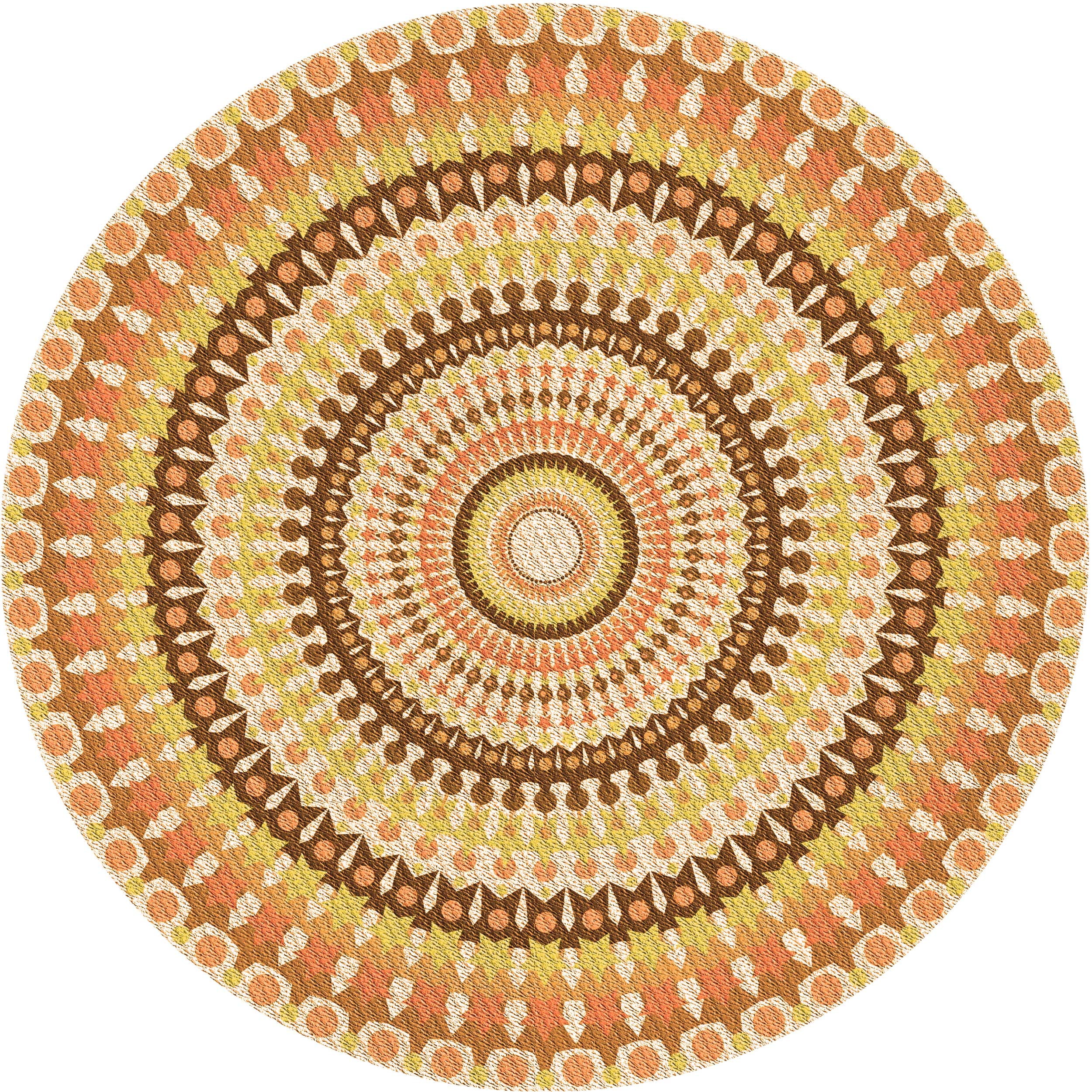 Ahgly Company Indoor Round Patterned Papaya Orange Area Rugs, 8' Round ...
