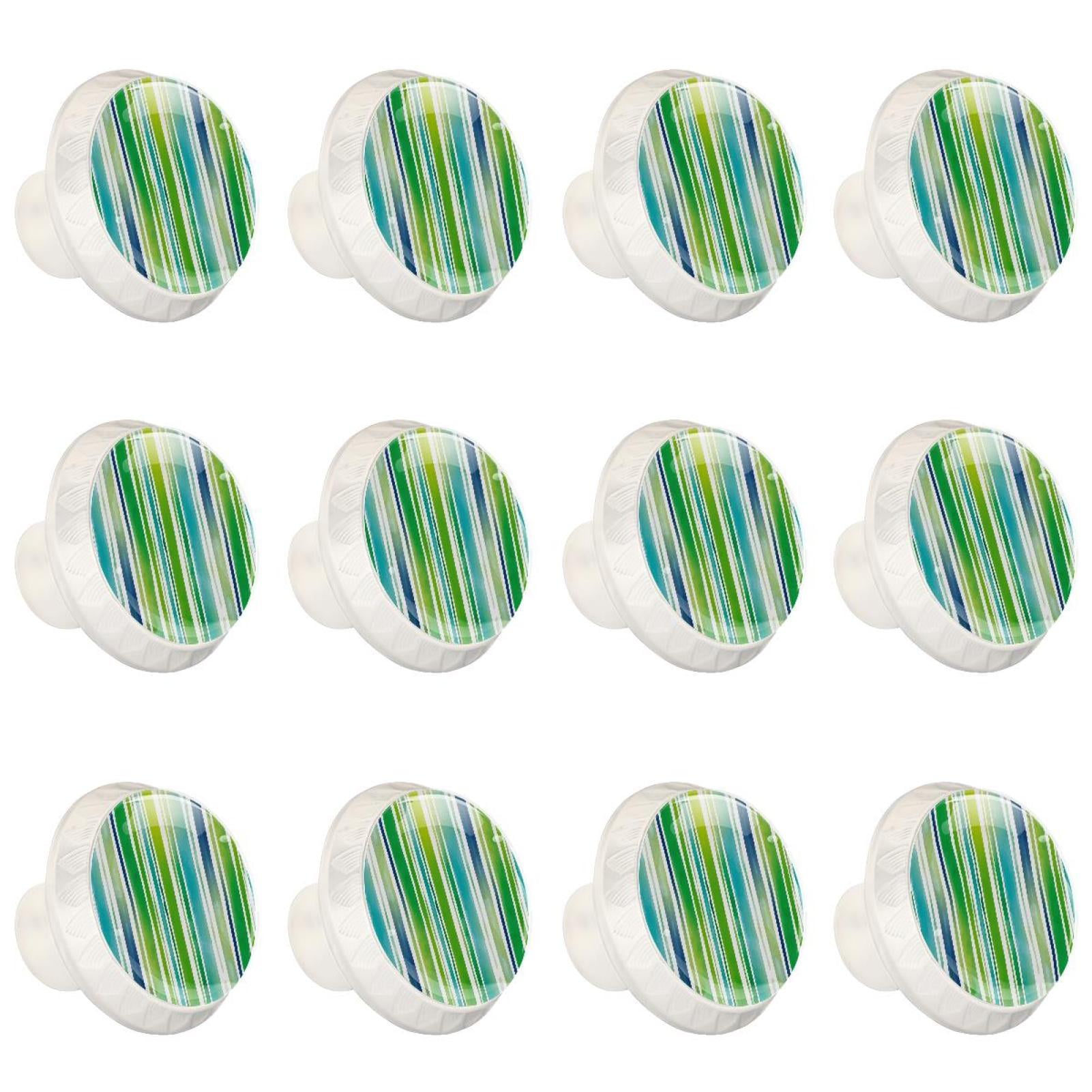 12 Pcs Stripes Green Blue Knobs for Kitchen Cabinet Cupboard Dresser ...
