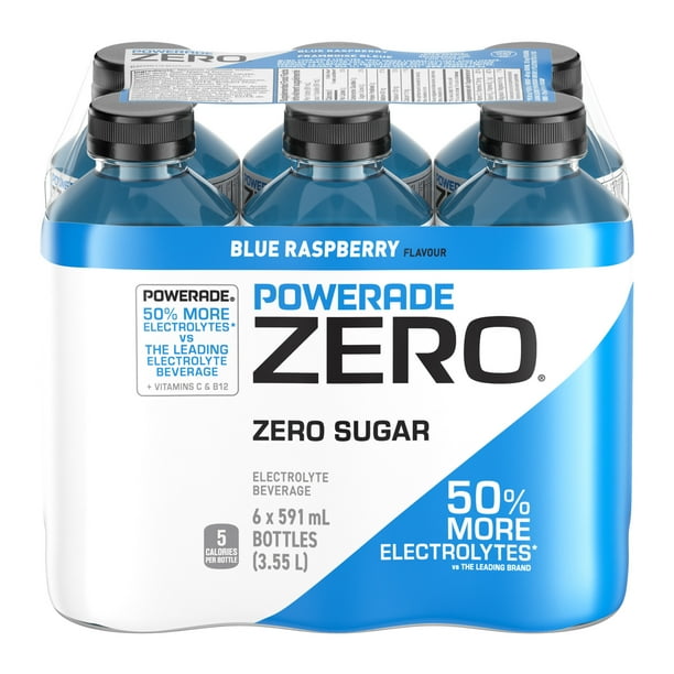 Powerade Zero Blue Raspberry Bottles, 591 mL, 6 Pack, 6x591 mL - Walmart.ca