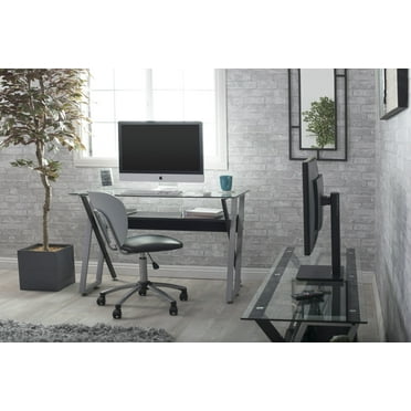 Mainstays Solar Glass-Top Desk, Black - Walmart.com