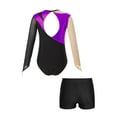 Dpois Girls Sparkly Rhinestones Mesh Long Sleeve Gymnastic Leotard With