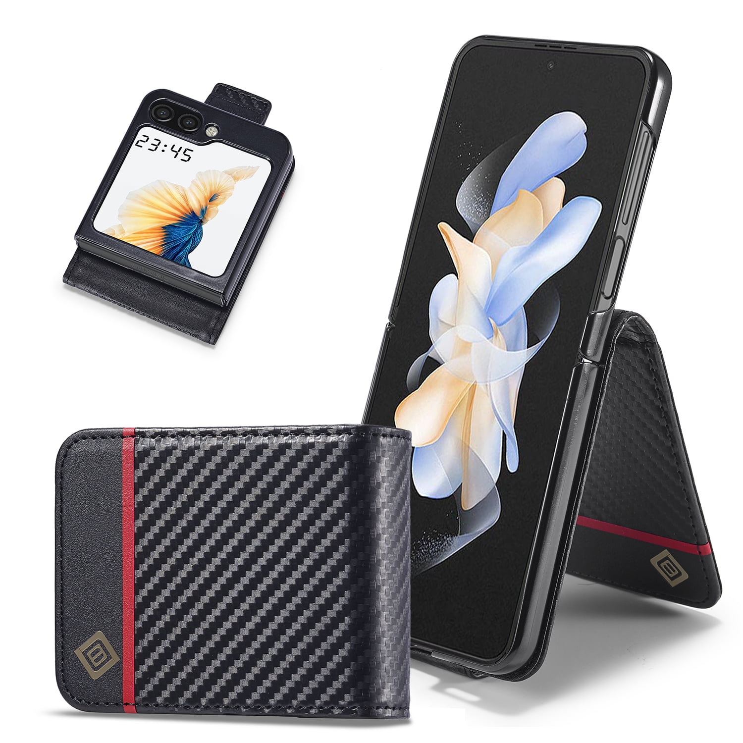 SaniMore Wallet Case for Samsung Galaxy Z Flip 5 6.7" 2023, Carbon ...