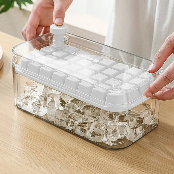 LSLJS Ice Trays, Ice Cubes Tray With Lid and Bin,32 Pcs Ice Cubes Molds ...