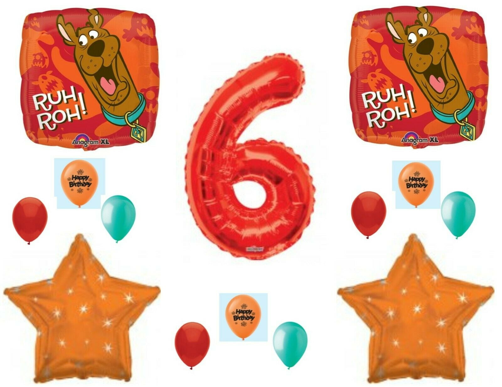 Scooby Doo 6th Birthday Party Balloons Decoration Supplies Ruh Roh ...
