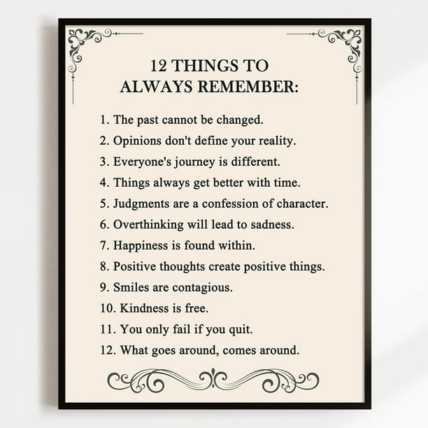 Buffay "12 Things to Always Remember"- Inspirational Wall Art- Life ...