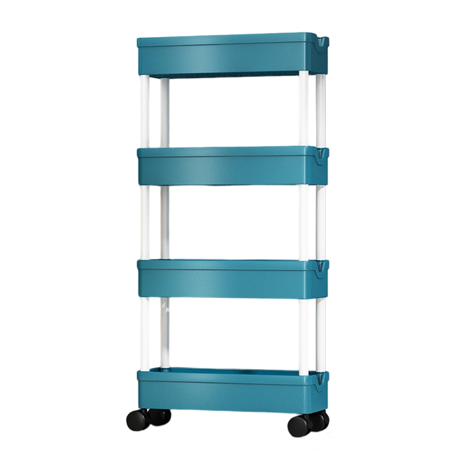 Trayknick Slim Storage Cart for Small Spaces Four-tier Rolling Cart ...