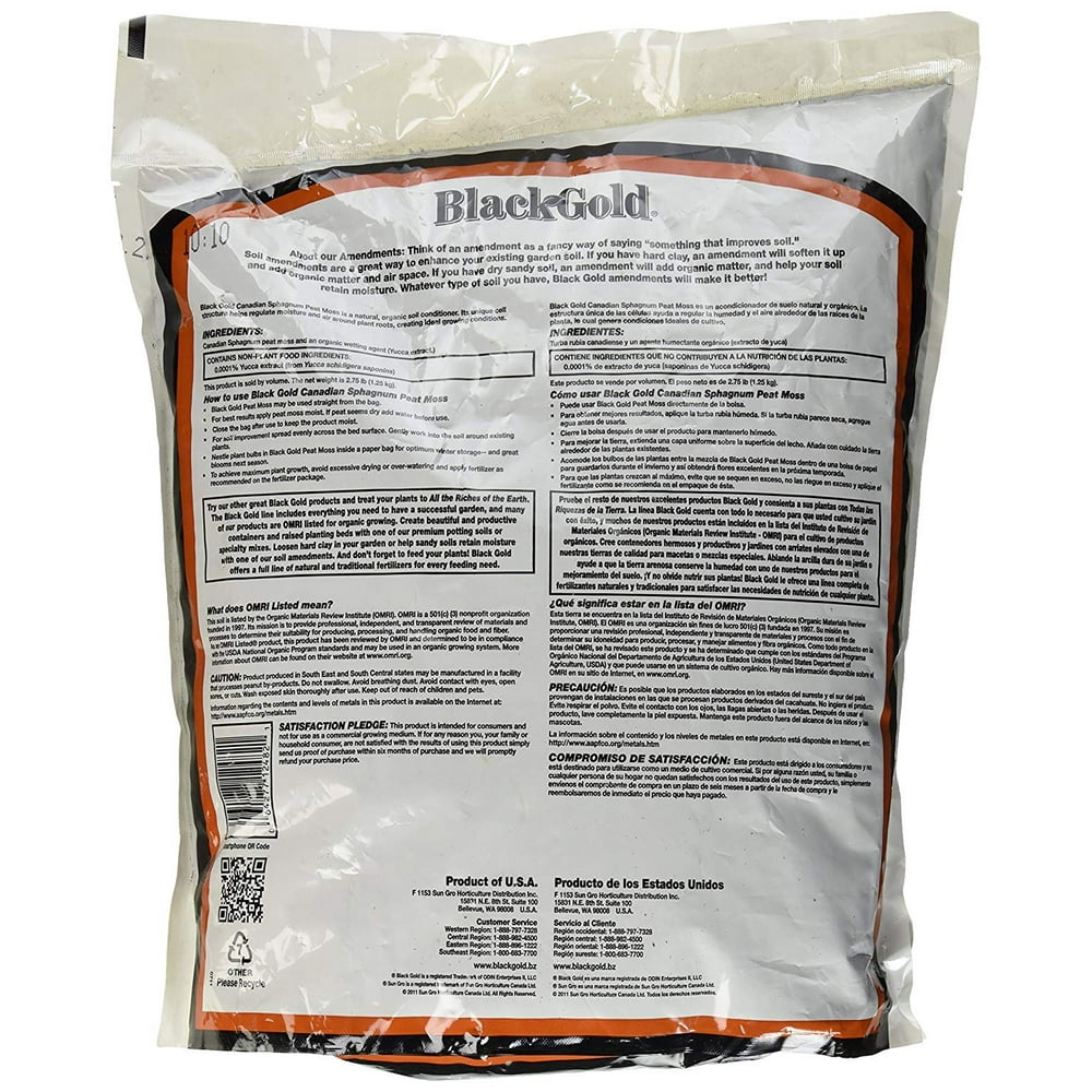 Sun Gro Horticulture Black Gold Peat Moss Plus - Walmart.com - Walmart.com