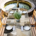 Abstract Fitted Rectangle Tablecloth 32" x 72" Brown Black Color Block ...