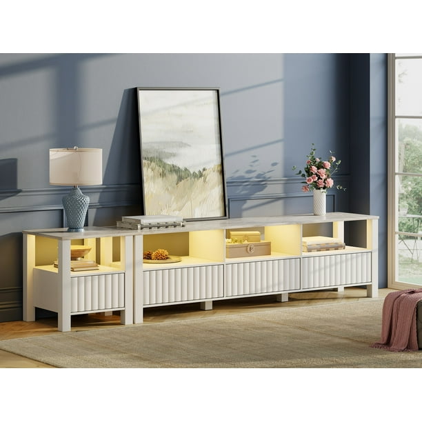 TV Stand for 90 inch TV Entertainment Center Wood TV Console Table for ...