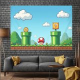 Super Mario Cartoon-themed birthday flag, background flag, children's ...