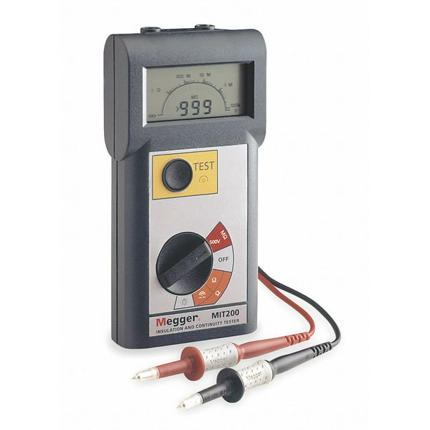 Megger Megohmmeter, 500V DC, LCD MIT200 - Walmart.com