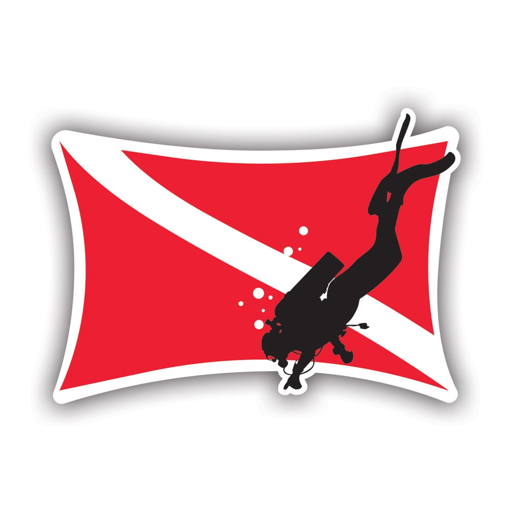 Scuba Flag with Diver Sticker Decal - Self Adhesive Vinyl ...