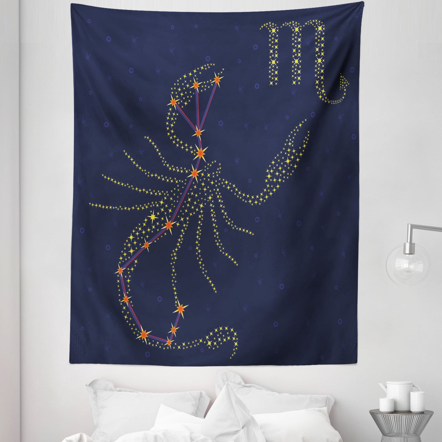 Zodiac Scorpio Tapestry, Celestial Background with the Scheme of Stars ...
