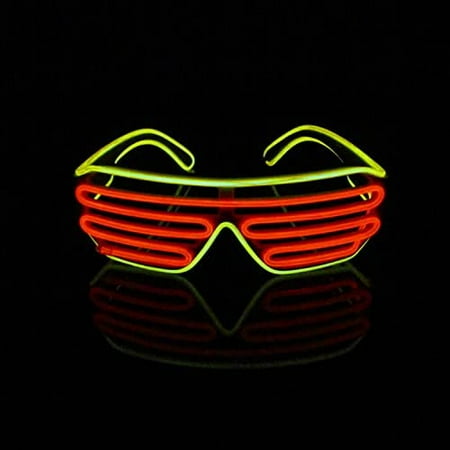 Lerway Black Frame Neon El Wire LED Light Up Shutter Glasses Two Colors ...