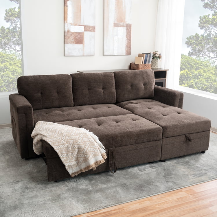 Microfiber couch with pull out bed store