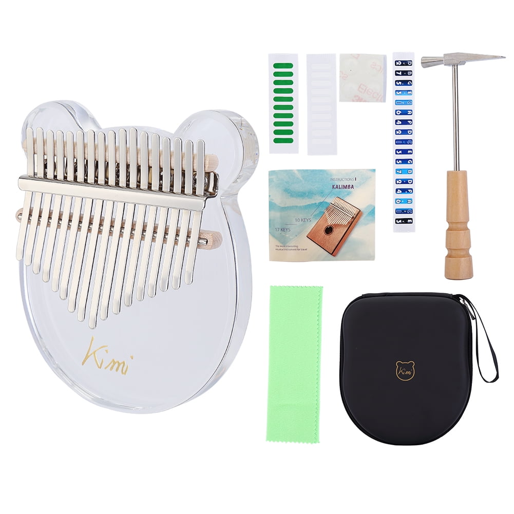 Kimi Kalimba Acrylic Thumb Piano 17 Keys with Tuner Hammer Gig Bag ...