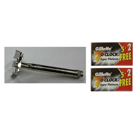 Double Edge Safety Razor + Gillette 7 O'Clock Black Super Platinum ...