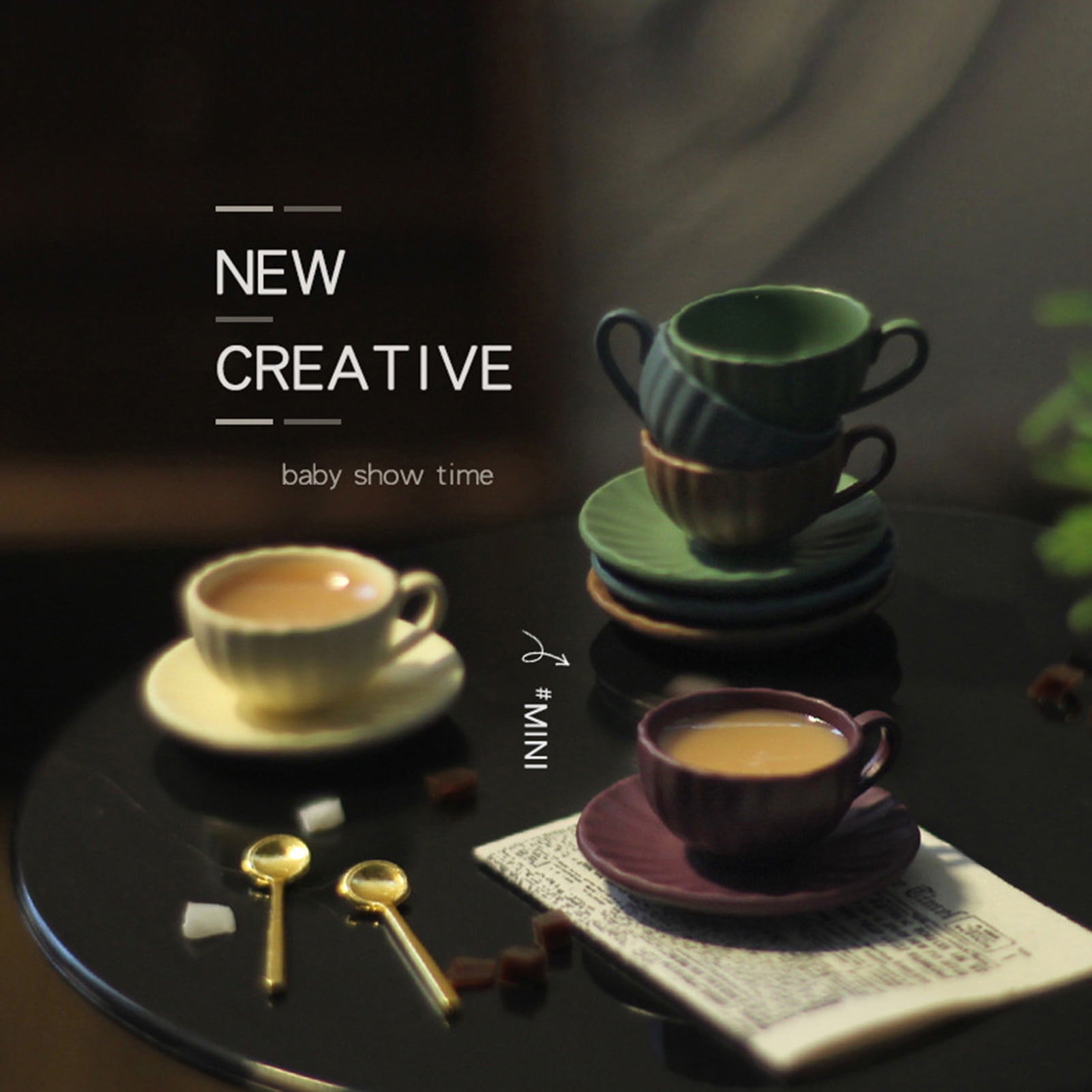Hesroicy 1 Set Dollhouse Coffee Cup Realistic Alloy Miniature Teacup ...