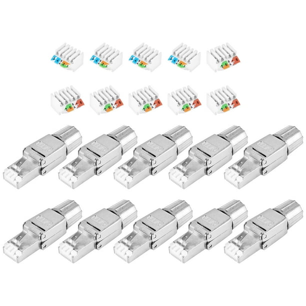 Symkmb RJ45 Cat7 Connectors Tool-Free Reusable Shielded Ethernet ...