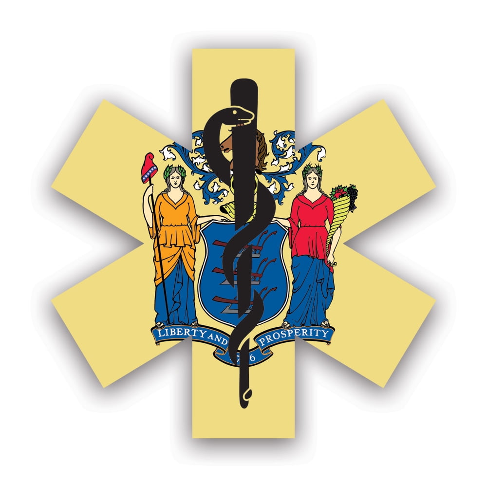 New Jersey Star of Life Flag Sticker Decal - Self Adhesive Vinyl ...