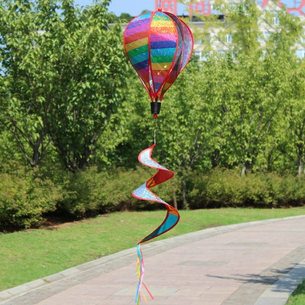 Hot Air Balloon Outdoor Decoration Rainbow Wind Turns Sequins Rotating ...