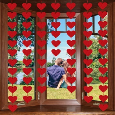 6 x 7ft Red Heart String Valentines Day Decorations Engagement Wedding ...