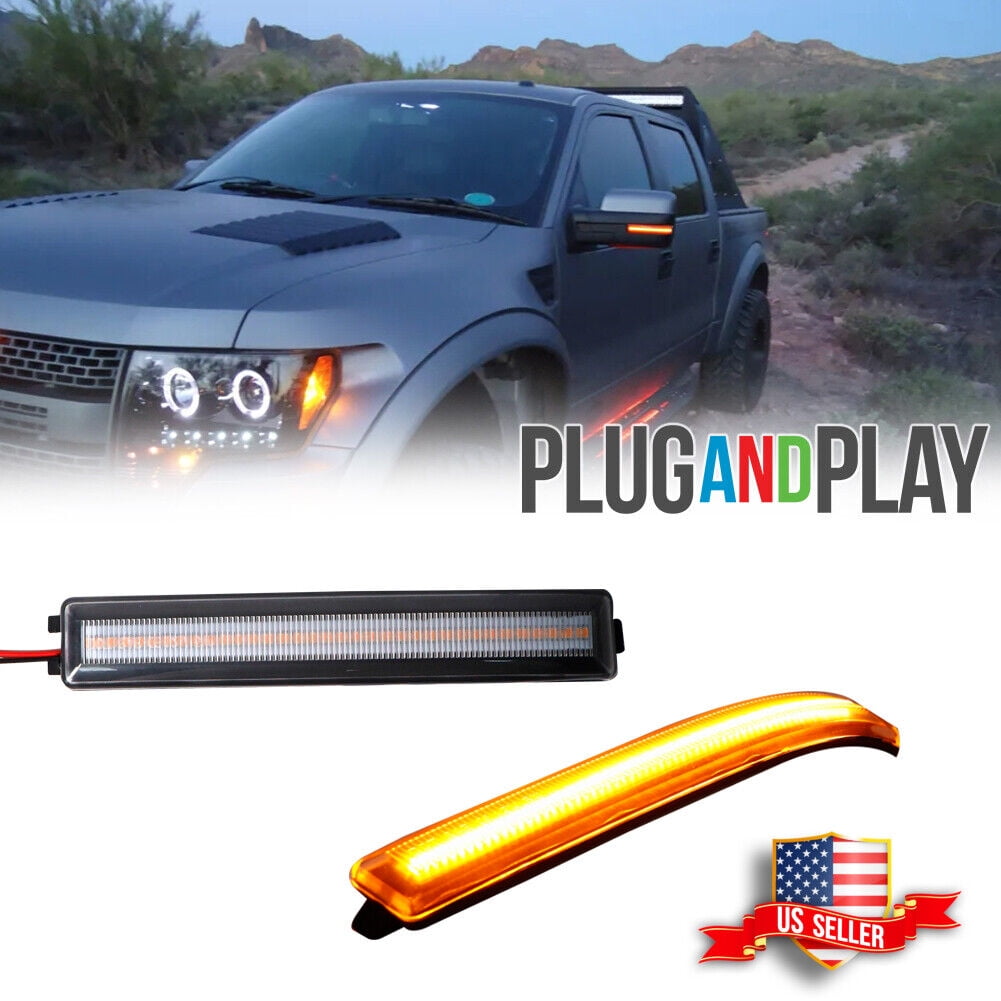 GTINTHEBOX Clear Lens Amber LED Side Mirror Marker Lights For 2009-2014 ...