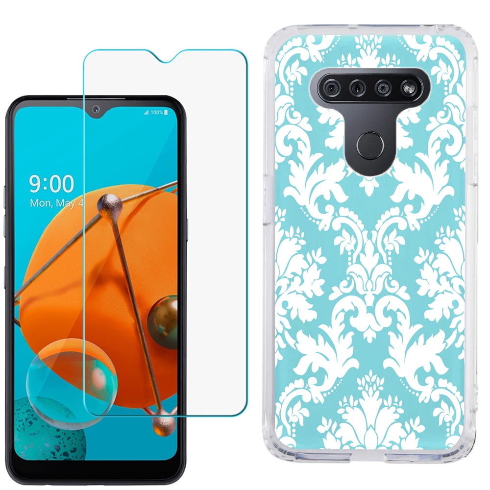 For LG K51 Case, Slim-Fit TPU Gel Phone Case with Tempered Glass Screen ...