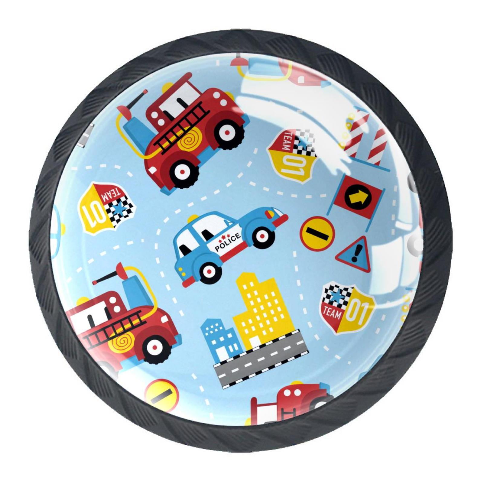 4 Pcs Firefighter Police Car Knobs for Kitchen Cabinet Cupboard Dresser ...