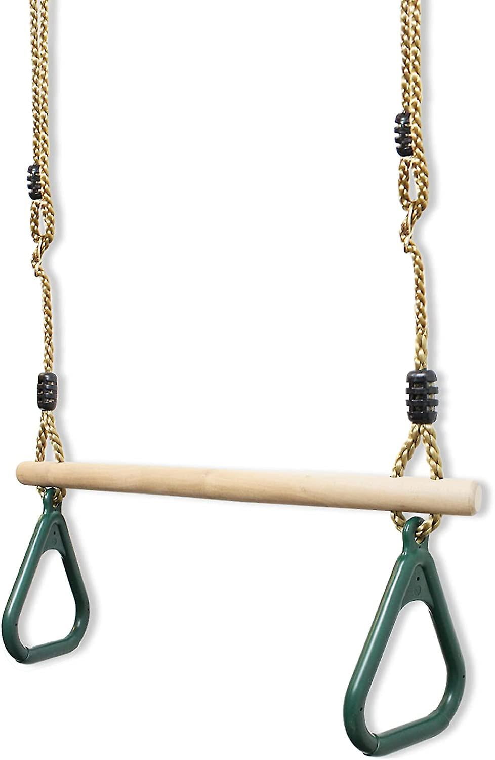 Trapecio de madera, anillas y barra de gimnasia para niños, color verde ...