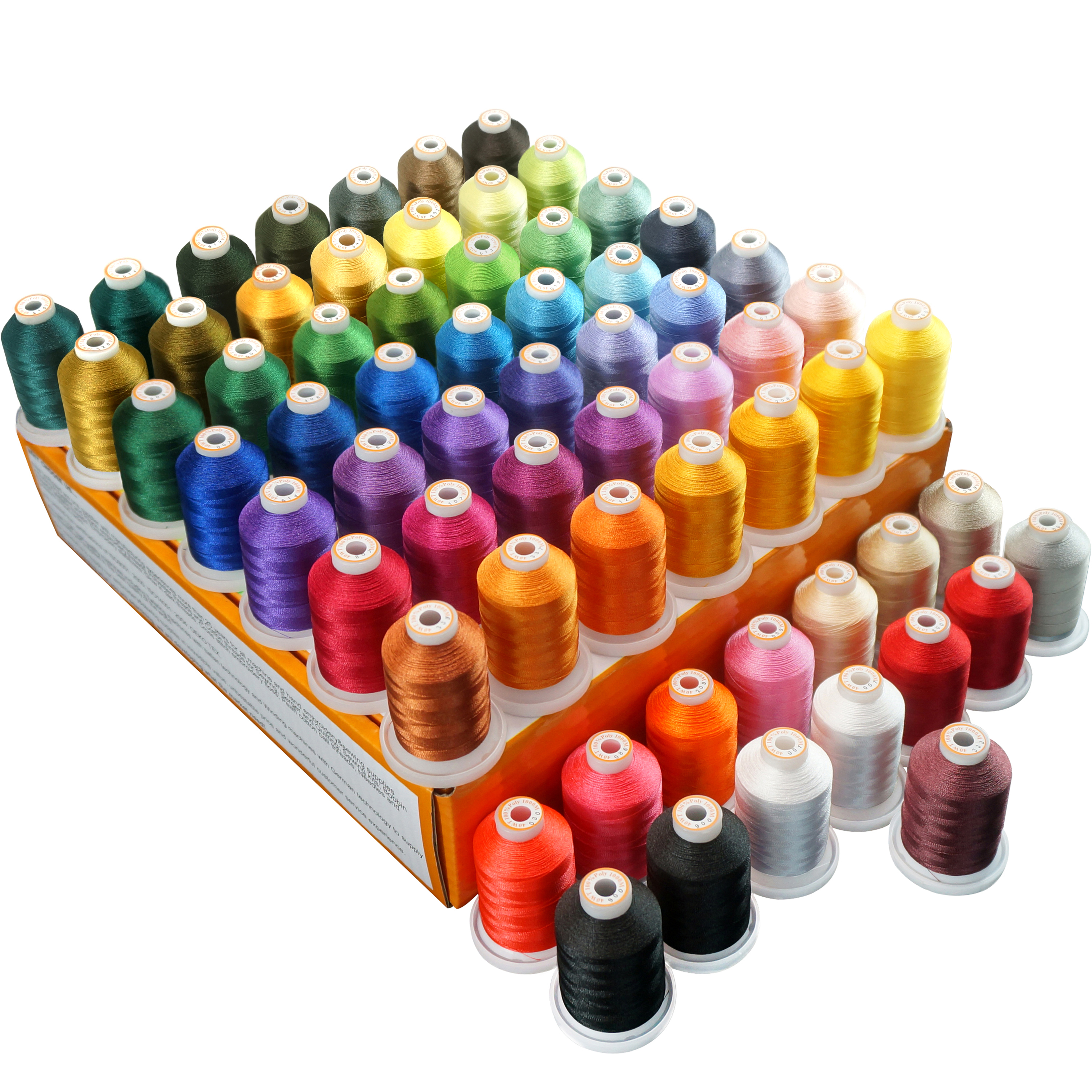 New brothread 64 Spools 1000M (1100Y) Polyester Embroidery Machine ...